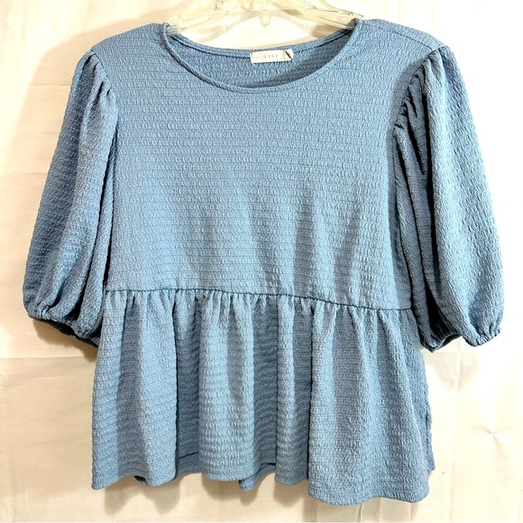 Lush | Tops | Lush Womans Jaquard Textured Peplum Round Neck Top With ...